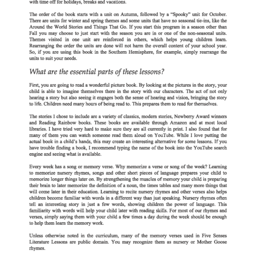 Wonderful World - Five Senses Literature Lessons